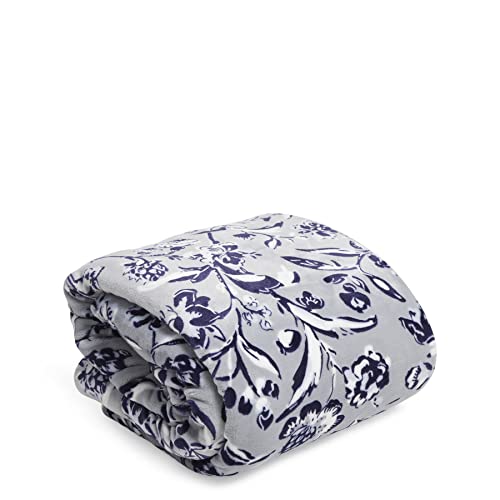 Vera Bradley Women's Fleece Cozy Life Throw Blanket, Perennials Gray, One Size