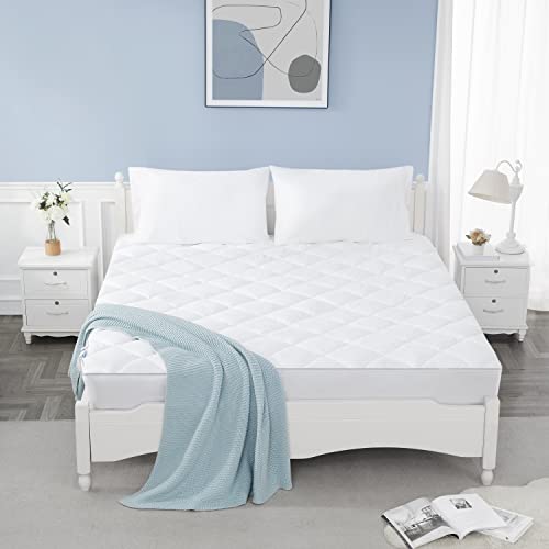 Sunflower King Mattress Pad, Hypoallergenic Cotton Mattress Cover, 18-22" Extra Deep Pocket Quilted Protector, Breathable&Noiseless