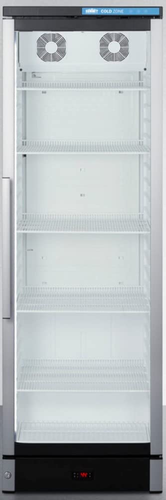 Summit Appliance SCR1301 24" Wide Commercial Glass Door Beverage Center with Lock, Digital Thermostat, Automatic Defrost, Heavy Duty Adjustable Shelves, LED Lighting Inside Door