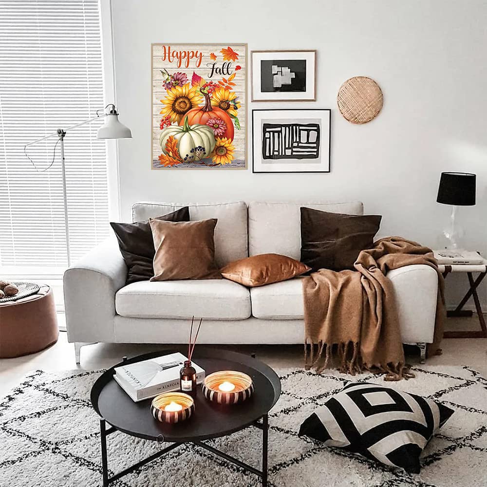 GESOON Fall Diamond Painting Kits for Adults Beginners Round Full Drill 5D DIY Pumpkin Diamond Art Kits Sunflowers Picture Art for Home Wall Decor 12x16inch