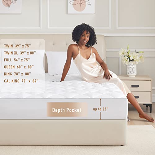 Sunflower King Mattress Pad, Hypoallergenic Cotton Mattress Cover, 18-22" Extra Deep Pocket Quilted Protector, Breathable&Noiseless