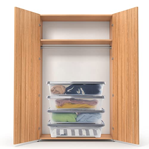 Nicesh 4 Packs 40 Quart Wheeled Under Bed Boxes, Clear Plastic Underbed Storage Bins