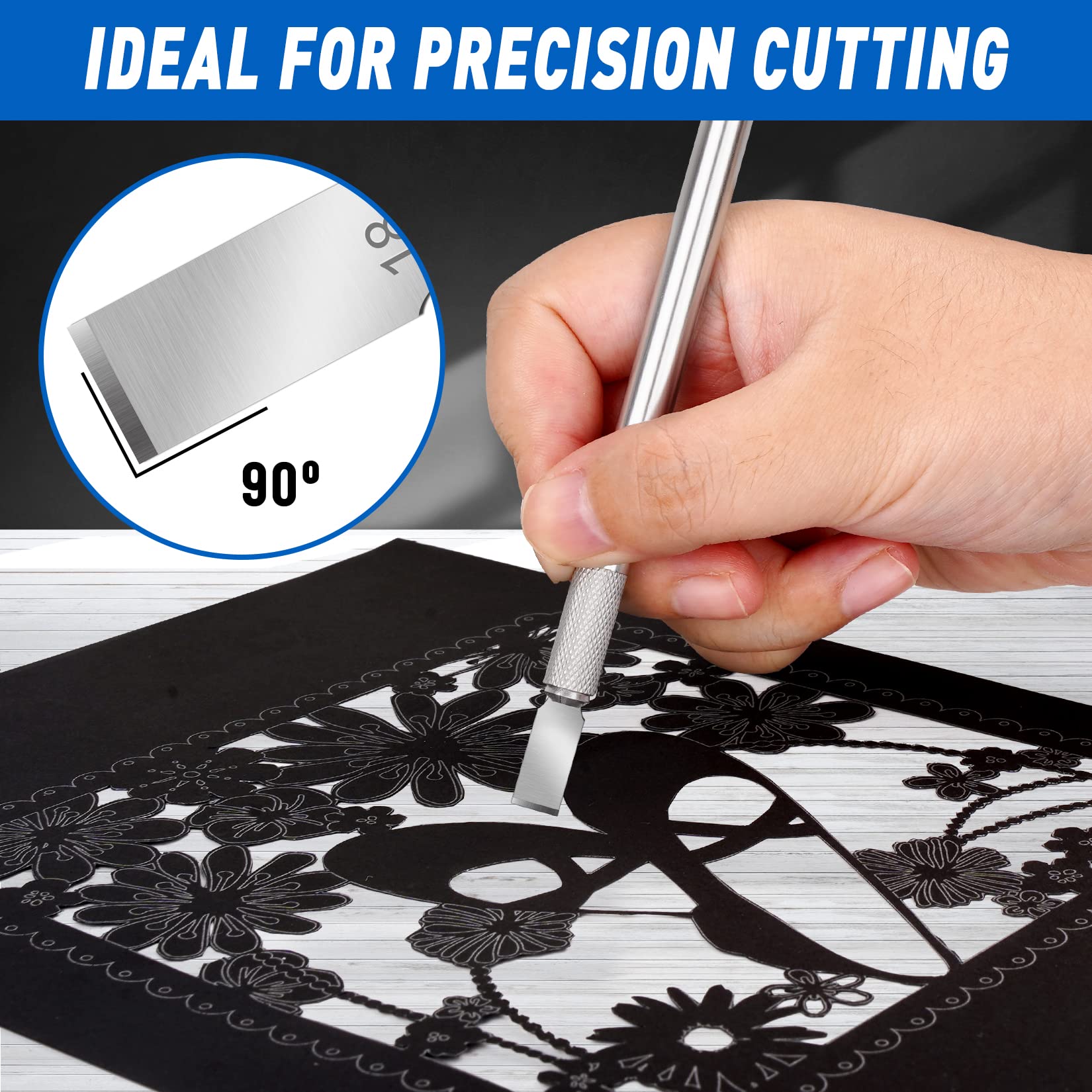 DIYSELF 100 Pack Exacto Knife Blade Refills - #18 Hobby & Craft Knife Blades, High Carbon Steel for Scrapbooking & Stencil