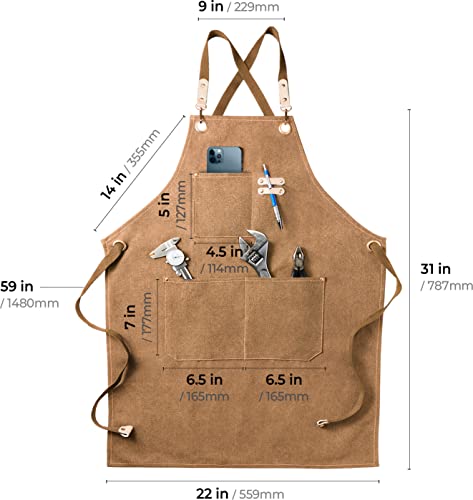 carrotez Chef Apron, Waterdrop Resistant Cotton Canvas Cross Back Adjustable Apron, M-XXL
