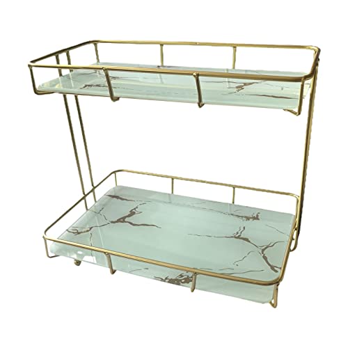 KLKCMS 2-Tier Standing Rack Cosmetic Organizer Holder Makeup Holder for Bathroom -