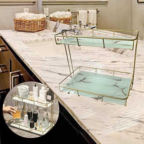 KLKCMS 2-Tier Standing Rack Cosmetic Organizer Holder Makeup Holder for Bathroom -