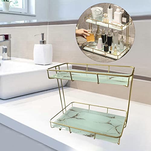 KLKCMS 2-Tier Standing Rack Cosmetic Organizer Holder Makeup Holder for Bathroom -