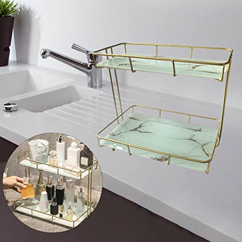 KLKCMS 2-Tier Standing Rack Cosmetic Organizer Holder Makeup Holder for Bathroom -