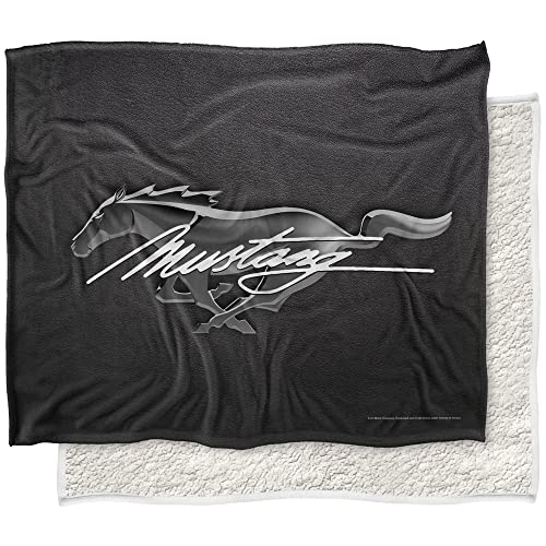 Ford Mustang Blanket, 50"x60", Mustang Logo Silky Touch Sherpa Back Super Soft Throw Blanket
