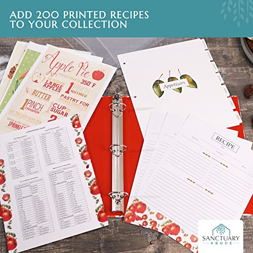 Recipe Binder β Write 100 Favorite Recipes on 50 Double Sided Blank Recipe Cards (8.5x11 in) w/ 50 Protective Sleeves & Add 200 Printed Recipes β Incl. Conversion Chart & 7 Menu Dividers