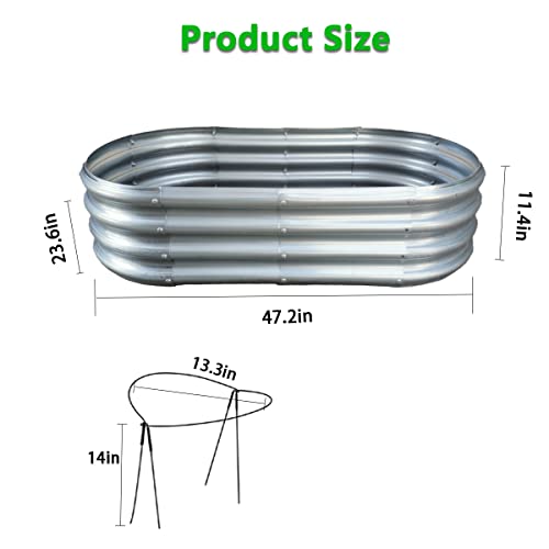AONNTOO Galvanized Raised Garden Bed, Planters for Outdoor Plants, Oval Planters Tank with Metal Plant Support for Vegetables Flowers Fruits Herbs
