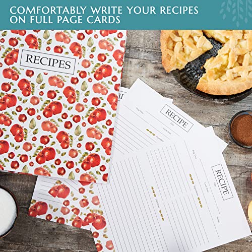 Recipe Binder β Write 100 Favorite Recipes on 50 Double Sided Blank Recipe Cards (8.5x11 in) w/ 50 Protective Sleeves & Add 200 Printed Recipes β Incl. Conversion Chart & 7 Menu Dividers
