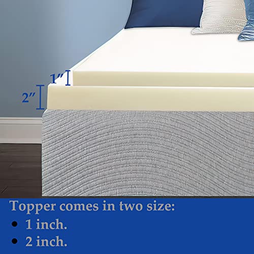Spring Coil 2-Inch High Density Foam Topper,Adds Comfort to Mattress, Queen Size, Off White
