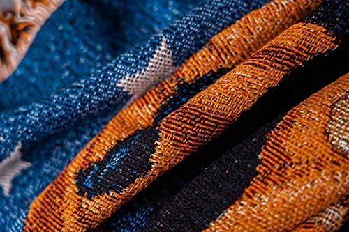 Dafatpig Halloween Blanket Sofa Blanket Fringe Throw Blanket 100% Cotton Lightweight for Chair Sofa Couch Bed Cover Fit Home Cozy Knit Blankets for Autumn