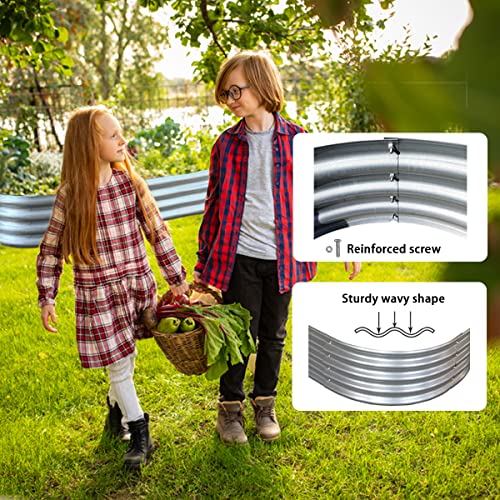 AONNTOO Galvanized Raised Garden Bed, Planters for Outdoor Plants, Oval Planters Tank with Metal Plant Support for Vegetables Flowers Fruits Herbs