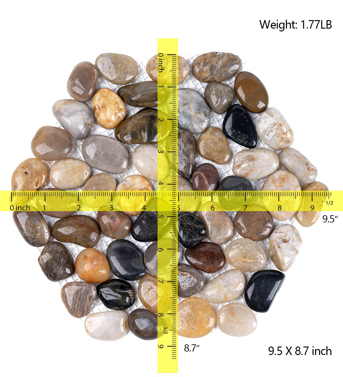 6 PCS River Rock Stepping Stones Outdoor, 9.5 Inch Hexagon Pavers Pebbles Polished Gravel for Garden Walkway