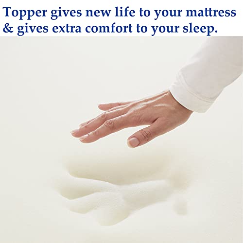 Spring Coil 2-Inch High Density Foam Topper,Adds Comfort to Mattress, Queen Size, Off White