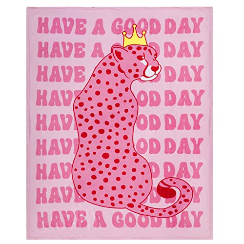 Pink Room Aesthetic Blanket Preppy Room Blanket Decor Ultra Soft Throw Blanket for Teen Girls Bedroom Women Girl Bedding Sofa Decor