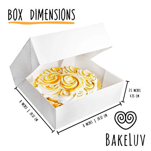 BAKELUV 8x8x2.5β White Bakery Boxes With Window | 12 Pack | Pastry Boxes with Window, Boxes for Strawberries, Dessert Boxes, Bakery Take Out Containers, 8x8 Bakery Boxes 8x8 Pastry Boxes