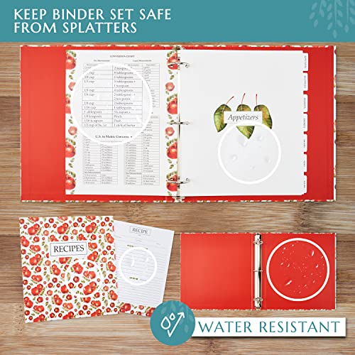 Recipe Binder β Write 100 Favorite Recipes on 50 Double Sided Blank Recipe Cards (8.5x11 in) w/ 50 Protective Sleeves & Add 200 Printed Recipes β Incl. Conversion Chart & 7 Menu Dividers