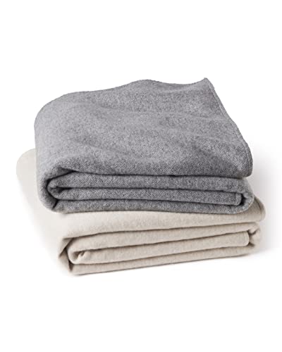 State Cashmere Herringbone Throw Blanket - Soft Accent Blanket for Couch, Sofa & Twin Standard Bed Made w/Merino Wool & Cashmere Sourced from Inner Mongolia - (Charcoal/Heather Grey, 90"x60")