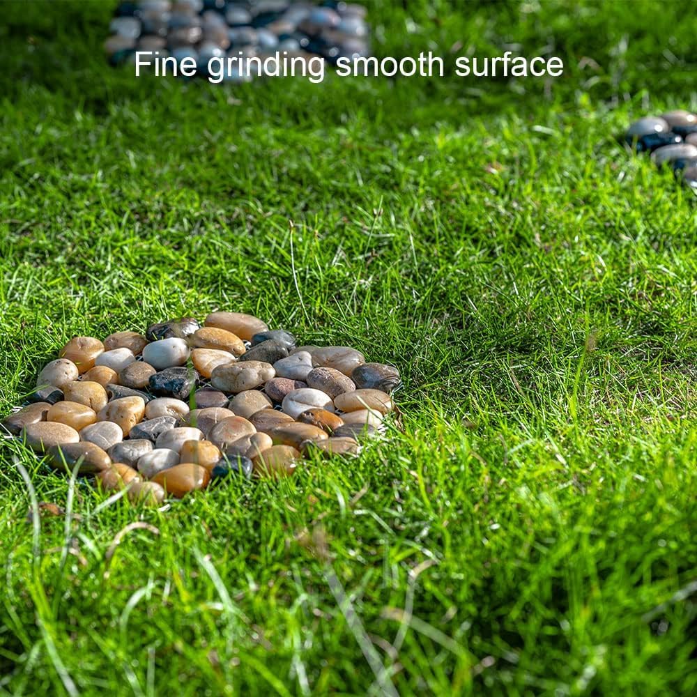 6 PCS River Rock Stepping Stones Outdoor, 9.5 Inch Hexagon Pavers Pebbles Polished Gravel for Garden Walkway