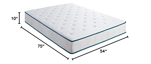 Olee Sleep 10 Inch Skyline Gel Infused Memory Foam InnerSpring Mattress, Mattress in a Box, Full, White,Dark Green