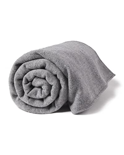 State Cashmere Herringbone Throw Blanket - Soft Accent Blanket for Couch, Sofa & Twin Standard Bed Made w/Merino Wool & Cashmere Sourced from Inner Mongolia - (Charcoal/Heather Grey, 90"x60")