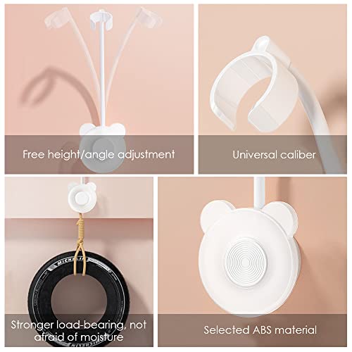 Adjustable Hands Free Hair Dryer Holder Stand - 360 Degree Rotation Blow Dryer Rack for Hair Drying, Universal Modern Wall Mounted Hair Dryer Bracket, White
