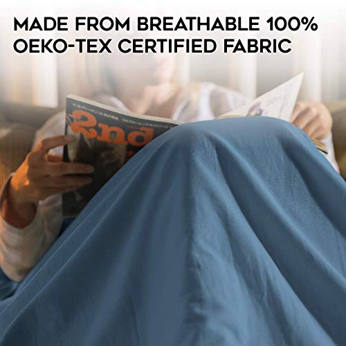 YnM Weighted Blanket with Bamboo Duvet Bundle (48''x72'' 20lbs), Suit for One Person(~190lb) Use on Twin/Full Bed | Blue Grey