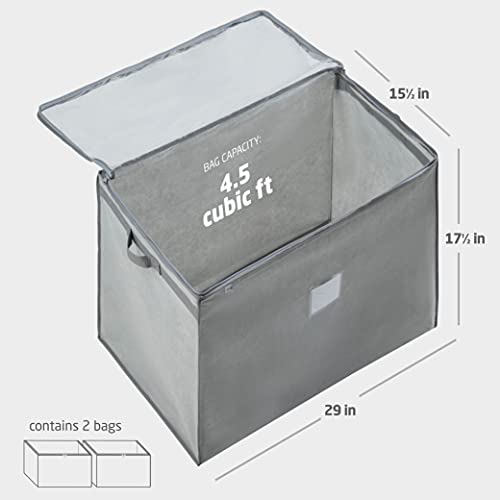 ZOBER Jumbo Storage Bag Organizer (2 Pack) Large Capacity Storage Box with Reinforced Strap Handles, PP Non-Woven Material, Clear Window, Store Blankets, Comforters, Linen, Bedding, Seasonal Clothing
