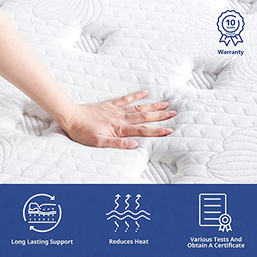Olee Sleep 10 Inch Skyline Gel Infused Memory Foam InnerSpring Mattress, Mattress in a Box, Full, White,Dark Green