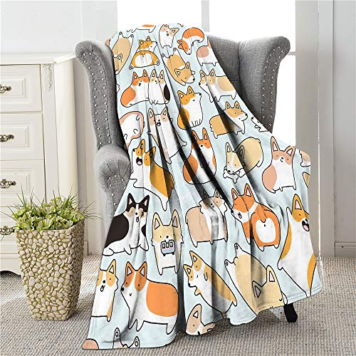 COLLA Corgi Blanket for Kids Adults, Cute Dog Pattern Throw Blankets, Soft Plush Fleece Flannel Blanket for Couch, Corgi Gift for Corgi Lovers Room Decor 50x40 Inch