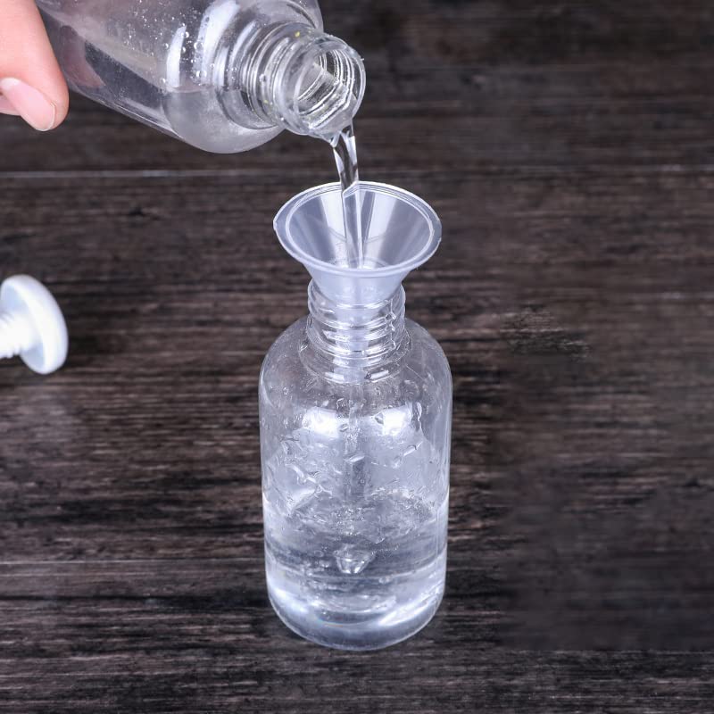 Mini Clear Funnel 10-Pcs Narrow Neck Perfume Funnel Polyethylene Small Funnel Kitchen Use Plastic Funnels for Lab, Water Bottle, Powder,Capsule,Oils, Filling Bottles, Urn Funnel Filling Kit