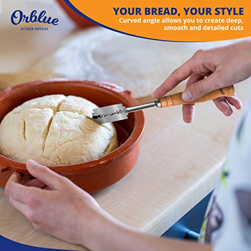 Orblue Bread Lame Dough Scoring Tool for Artisan Bread, Razor and Lame Bread Tool with 12 Blades Included