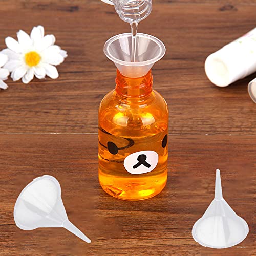 Mini Clear Funnel 10-Pcs Narrow Neck Perfume Funnel Polyethylene Small Funnel Kitchen Use Plastic Funnels for Lab, Water Bottle, Powder,Capsule,Oils, Filling Bottles, Urn Funnel Filling Kit