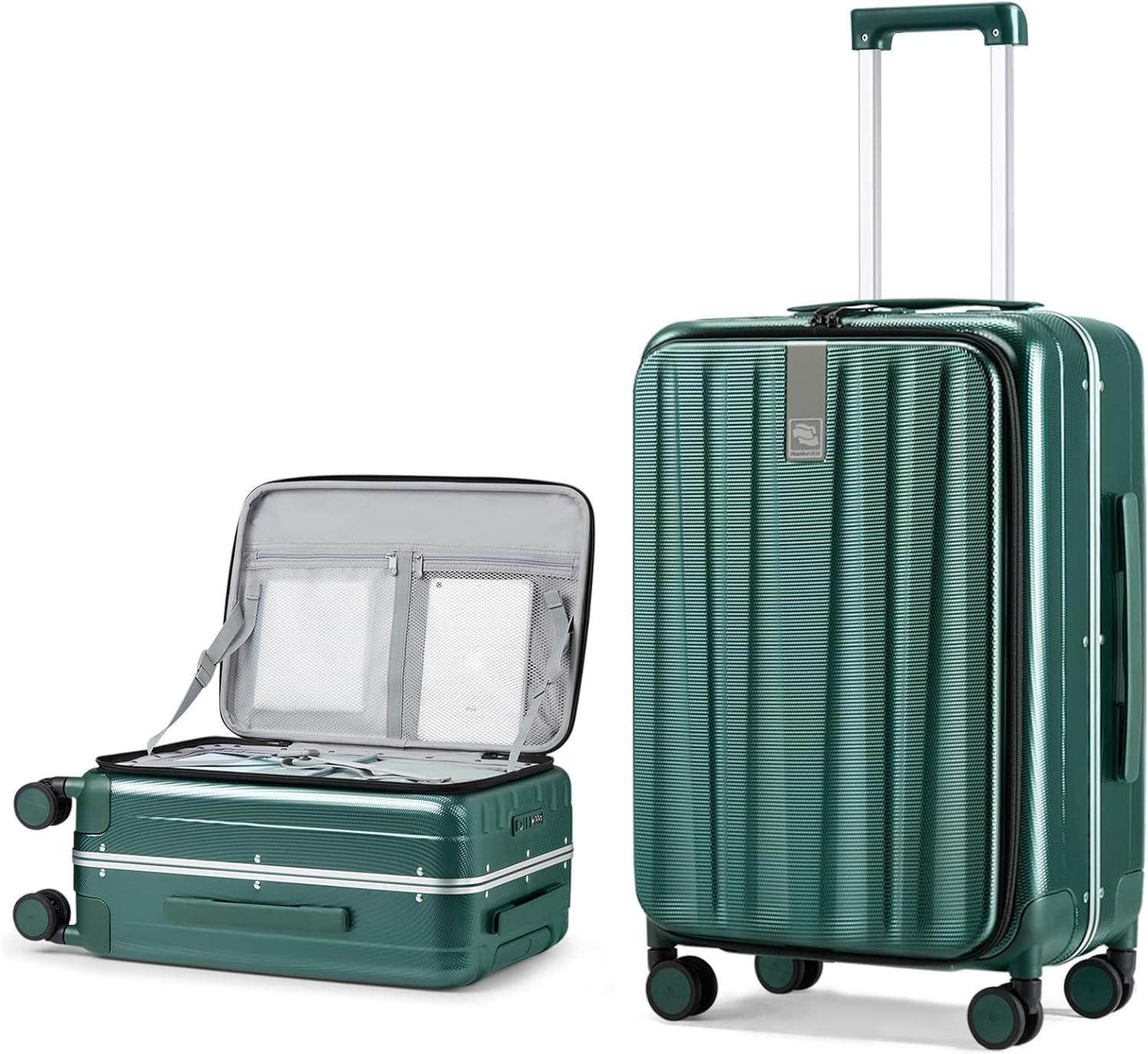Hanke 26 Inch Large checked Luggage PC Hard Shell luggage Top Opening Aluminum Frame Tsa Luggage Suitcases with Wheels for Travel Woman Men.(Bamboo Green)