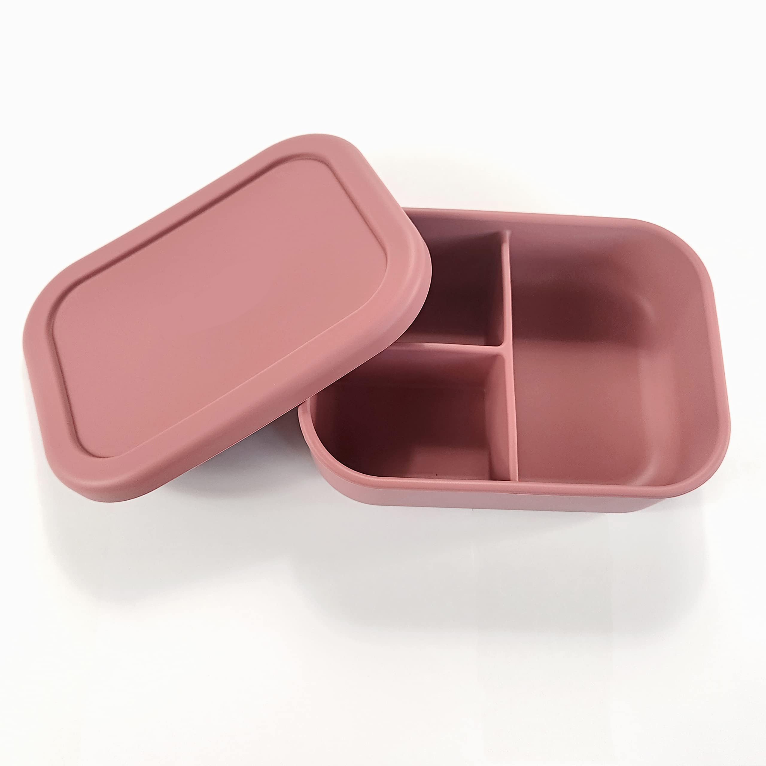 Ytnjzl Insulated Lunch Bag Bento Box Fo Food Storage Lytnzl Silicone Lunch Box with Three Compartments Food Doesn't Leak Out Safety and Health Suitable for Adults and Children (Orange Red)