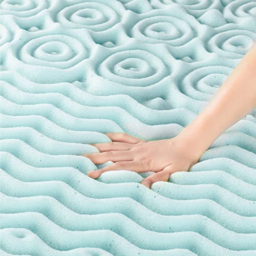Mellow 4 Inch 5-Zone Memory Foam Mattress Topper, Cooling Gel Infusion, Queen