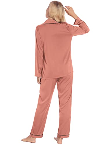 Ekouaer Pajama Sets for Women Soft Couples Christmas Sleepwear Long Sleeve Loungewear Set (Rose Golden,M)