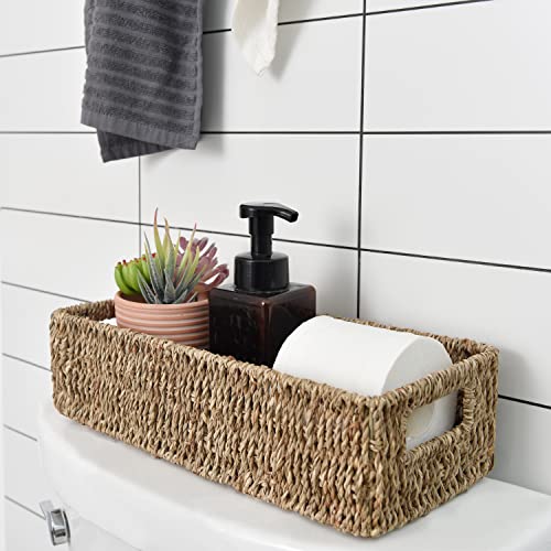 StorageWorks Seagrass Baskets with Built-in Handles + Water Hyacinth Basket for Toilet Paper