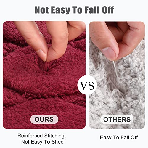 Teewas 2 Pcs Bathroom Rugs Bath Mat Set, Non Slip Ultra Soft and Water Absorbent Bath Carpet, Machine Washable Quick Dry Bedroom Floor Mat Living Rug Red