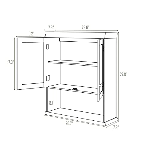 HAPPYGRILL Wall-Mounted Bathroom Storage Cabinet Bathroom Organizer Shelf Over The Toilet Storage Medicine Cabinet