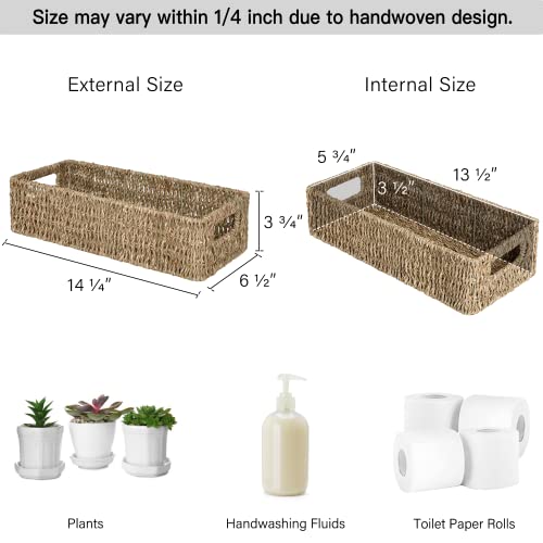 StorageWorks Seagrass Baskets with Built-in Handles + Water Hyacinth Basket for Toilet Paper