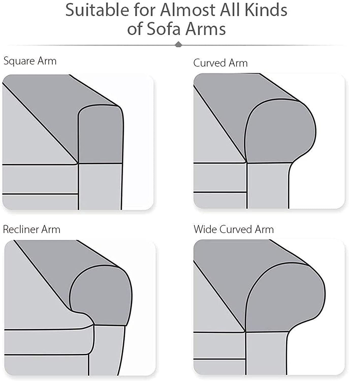1 Pair Sofa Arm Cover, PU Leather Stretch Armrest Cover Anti-Slip Furniture Protector Slipcovers for Armchairs Sofa Couches Recliner-Taupe