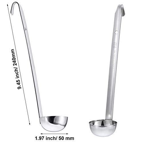 meekoo 3 Pieces Stainless Steel Ladle Soup Handle Ladle with Pouring Rim for Kitchen Cooking Soup Sauce (1 oz)