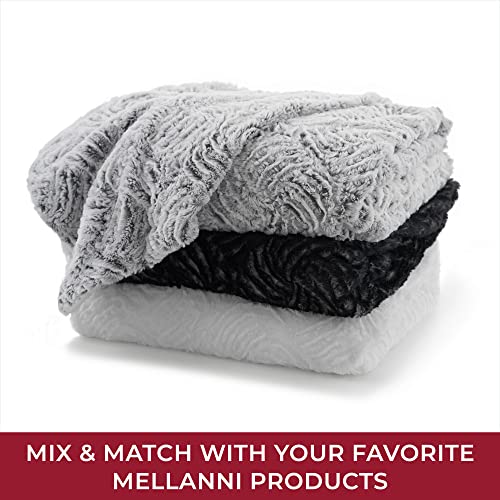 Mellanni Faux Fur Fuzzy Blankets - Soft Blankets and Throws - Shaggy Throw Plush Blanket - Dual-Sided Faux Fur & Sherpa - Shed-Resistant Couch Throw Blankets (1 Throw Blanket 60" x 80'' Black)