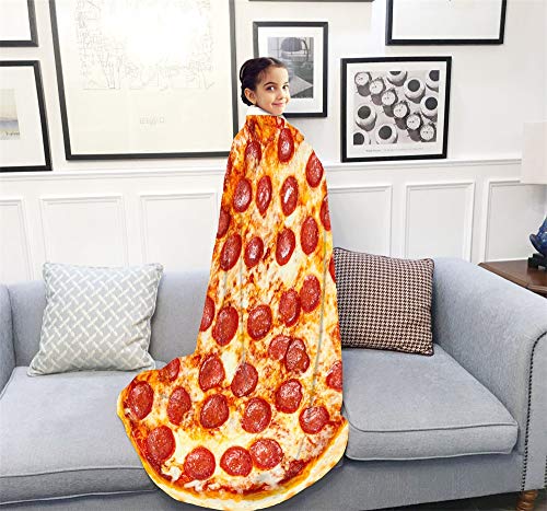 natu2eco Pizza Blanket Adult Size, Funny Gifts Food Throw Sausage Cheese Pepperoni Novelty Realistic Flannel Fleece Soft Cozy Round Nap Blanket Wrap Nursery for Family Weird Stuff Unique Ideas 72 inch