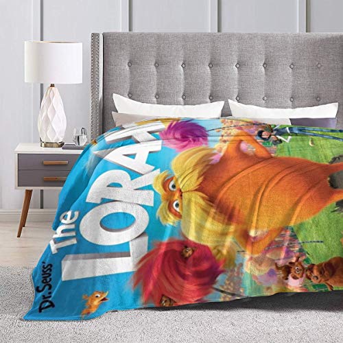 General Purpose T-he Lor-ax Home Fleece Blanket Throw Size Travel All Season Soft Warm Throw Blanket for Office Company Home Couch Bed Sofa,Black,50"" x40