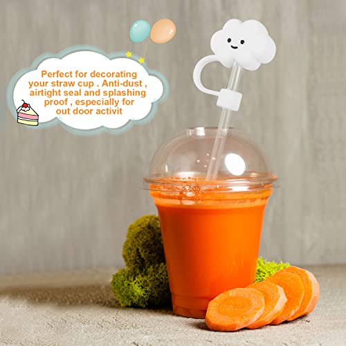 4pcs Straw Covers for Reusable Straws, Cute Straw Covers Cap Silicone Straw Tips Lids Dust-Proof Cloud Straw Covers Cap Straw Toppers for Stanley Cup Sippy Cups with 8mm Diameter Straws